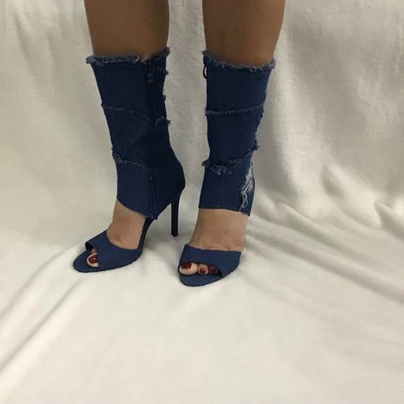 Pierre Dumas | Shoes | Pierre Dumas Distressed Denim Booties | Poshmark